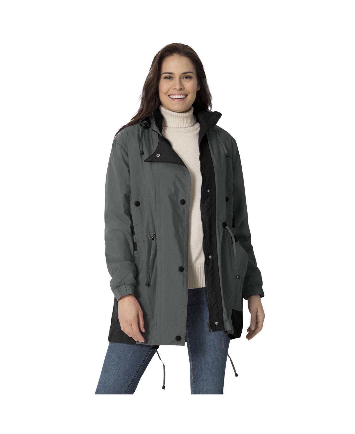 Click here for Woman Within Womens Plus Size Colorblocked Taslon... prices