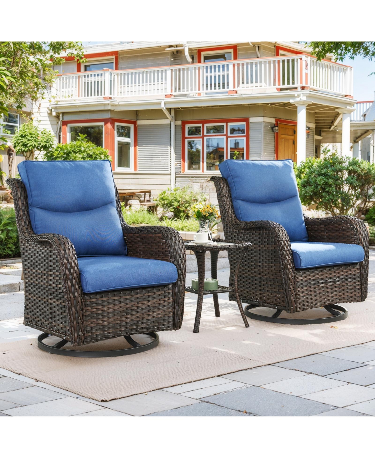 Click here for Gymojoy LunaCurve Wicker 3-Piece Outdoor Swivel Gl... prices