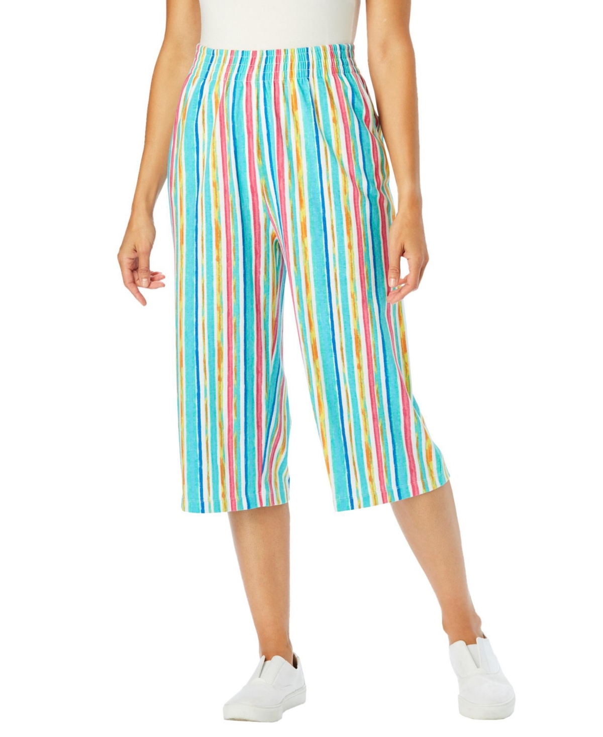 Click here for Woman Within Womens Within Elastic-Waist Knit Capr... prices