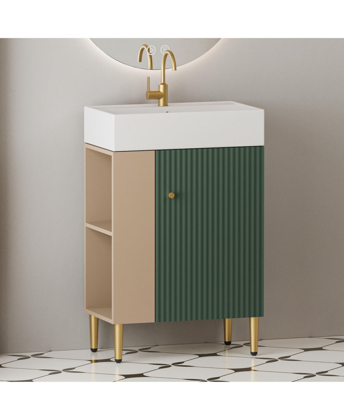 Click here for Slickblue Open Shelving Bathroom Vanity with Ceram... prices