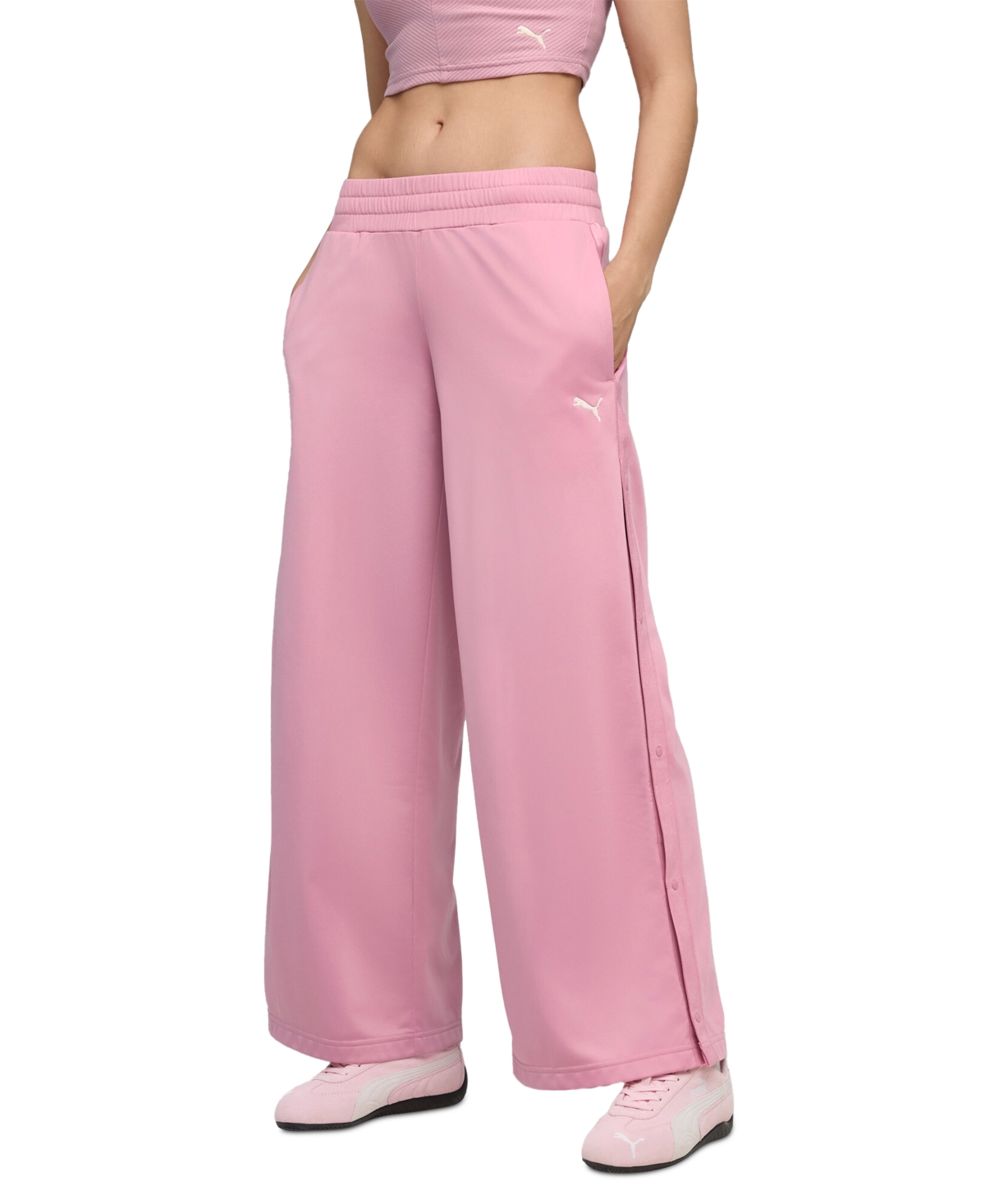 Click here for Puma Womens Low-Rise Popper Pants - Poised Pink prices
