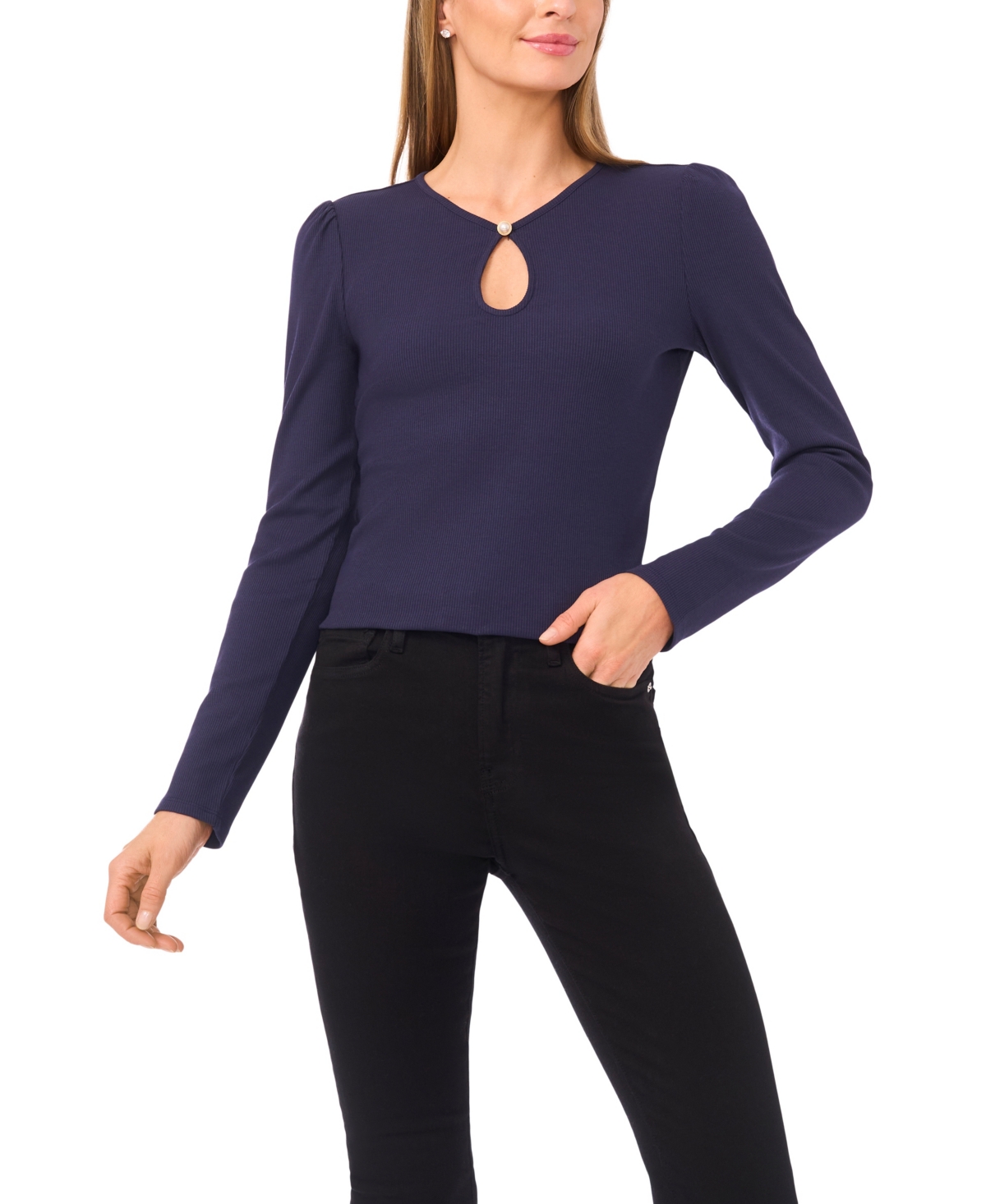 Click here for CeCe Womens Long Sleeve Front Keyhole Top - Classi... prices