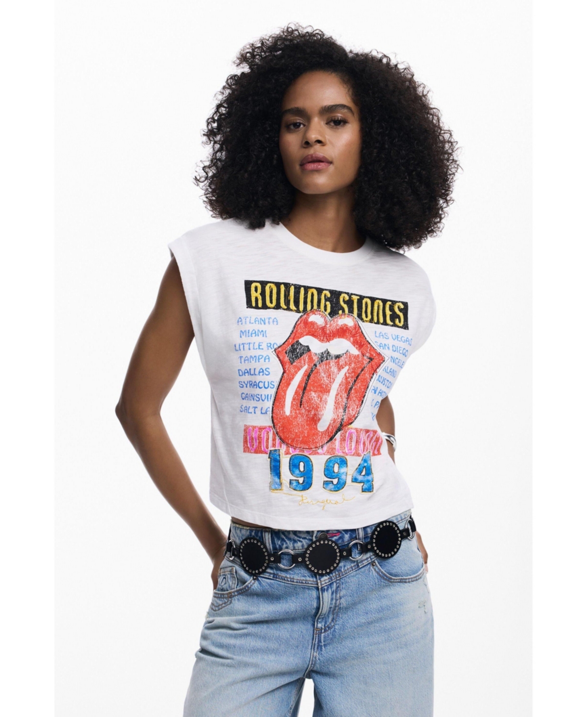 Click here for Desigual Womens Rolling Stones 1994 T-shirt - Whit... prices