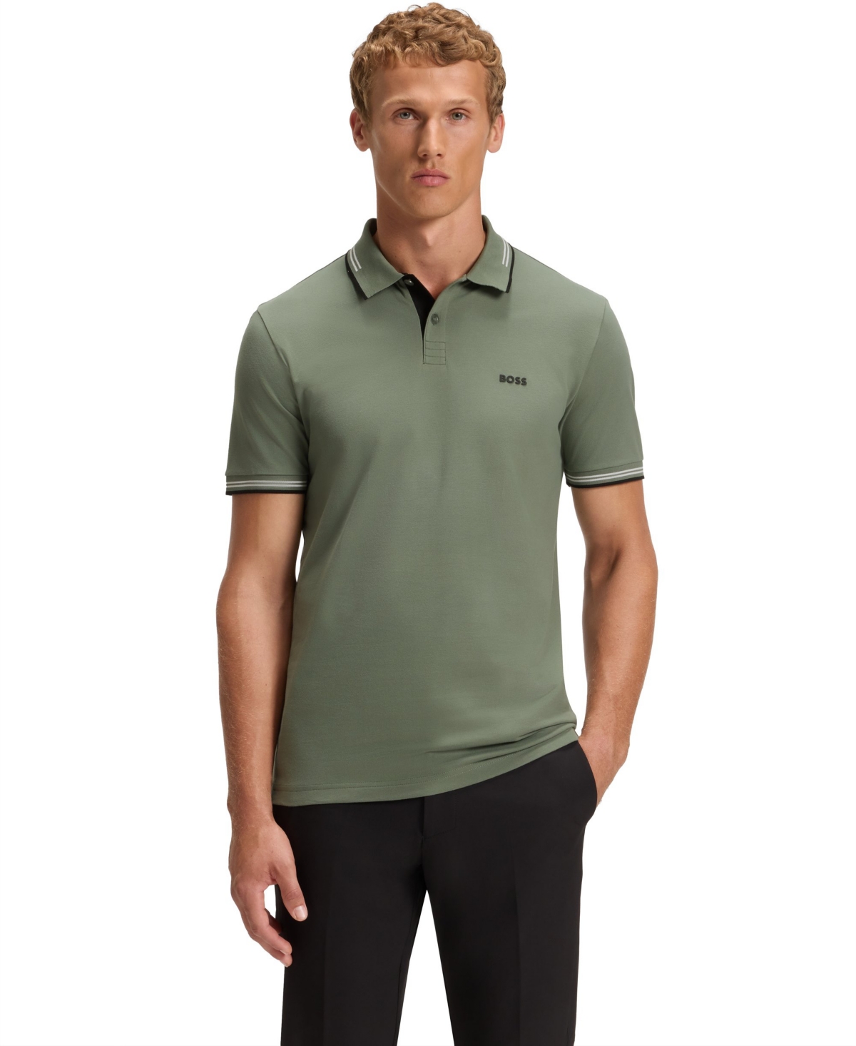 Click here for Boss by Hugo Boss Mens Stretch-Cotton Slim-Fit Pol... prices