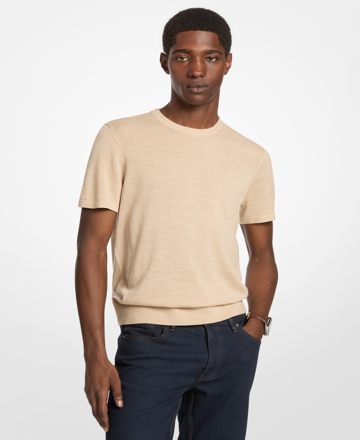 Click here for Michael Kors Mens Regular Fit T-Shirt - Khaki Mela... prices