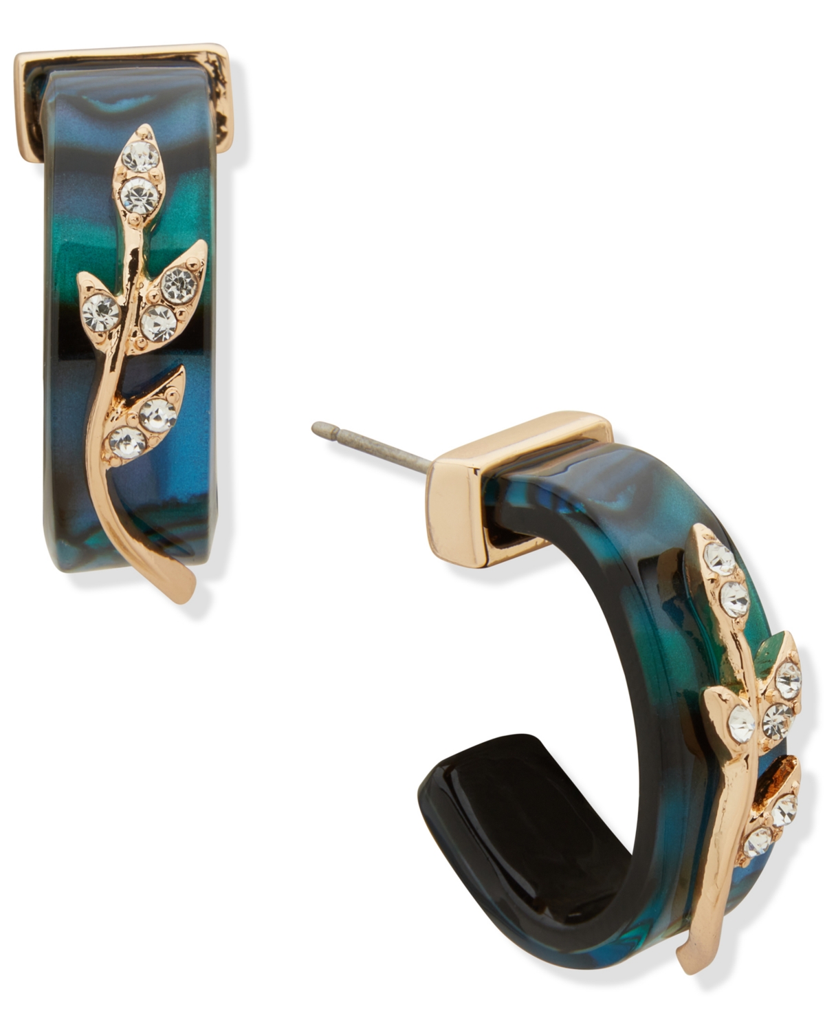 Click here for lonna & lilly Pave Branch Hoop Earrings - Turq/Aqu... prices