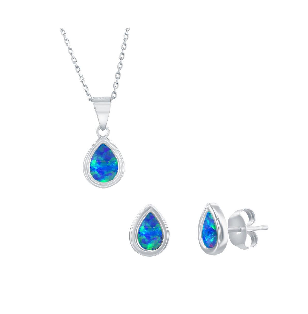 Click here for Sterling Silver  Pearshaped Opal Pendant & Earring... prices
