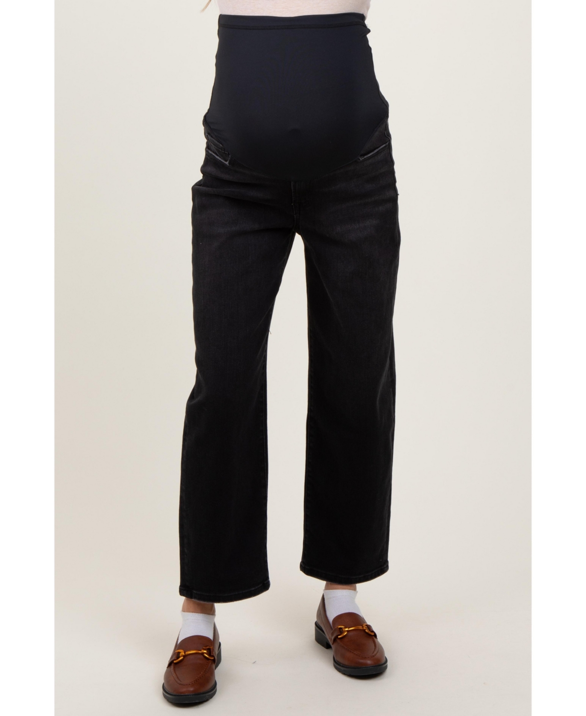 Click here for Pinkblush Maternity Black Cropped Wide Leg Jeans -... prices