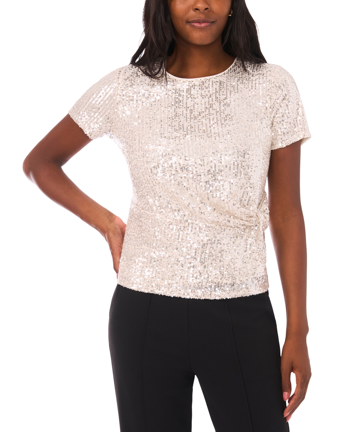 Click here for Vince Camuto Womens Short Sleeve Side Knot Top - S... prices