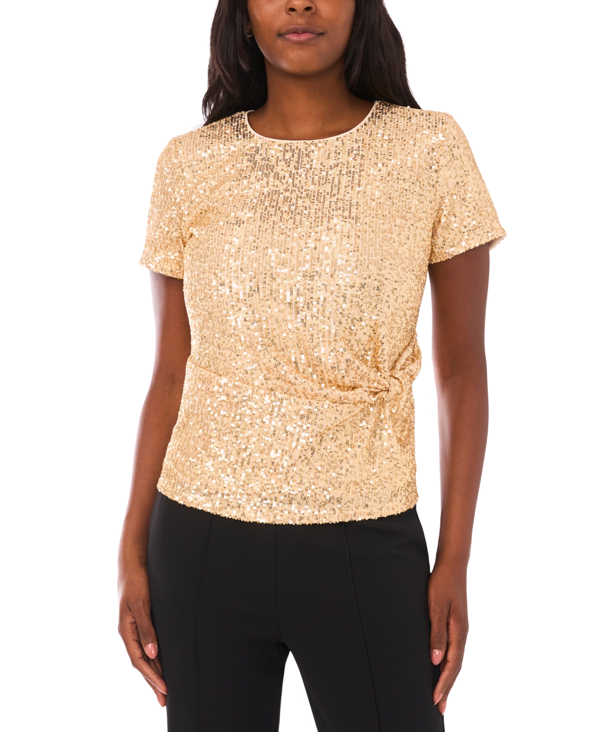 Click here for Vince Camuto Womens Short Sleeve Side Knot Top - G... prices