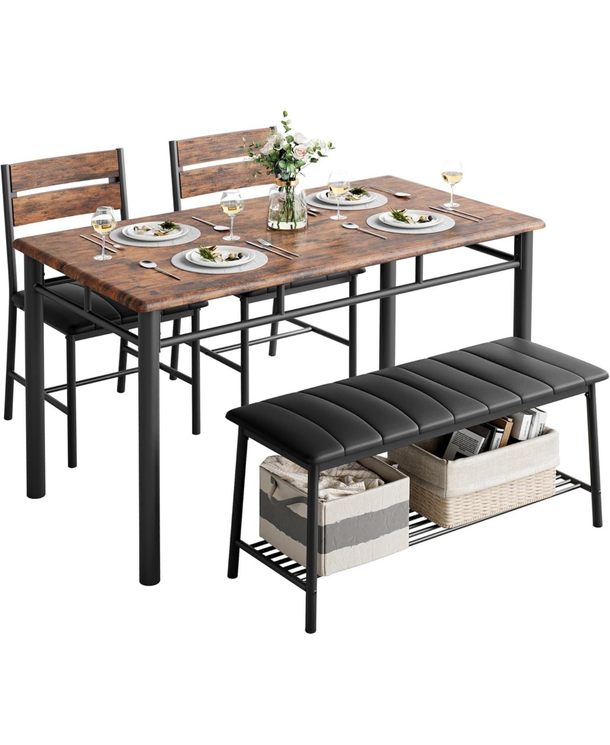 Click here for Ironck Dining Table Set for 4 with Upholstered Ben... prices