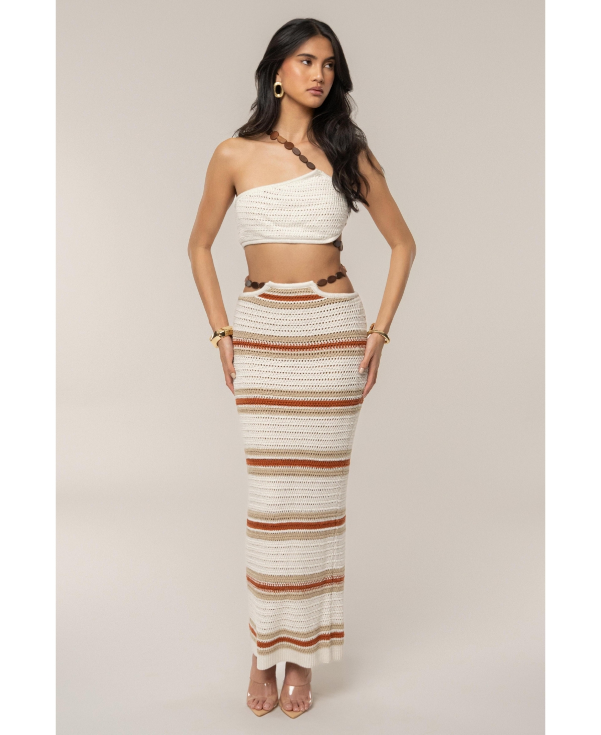 Click here for Jluxlabel Womens Isla Crochet Skirt Set - Beige prices