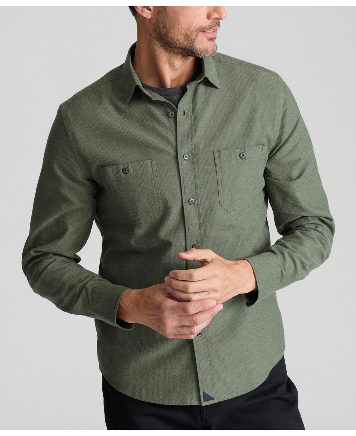 UNTUCKit Mens Slim Fit Hemsworth Flannel Button Up Shirt - Green
