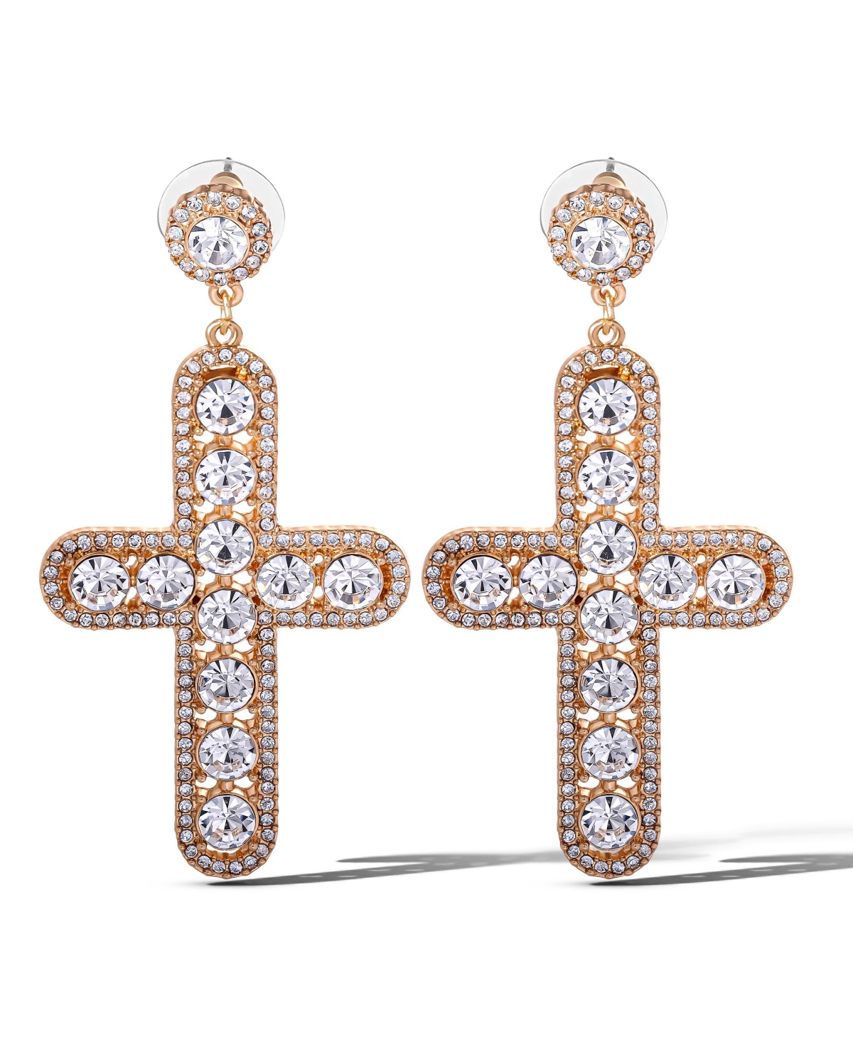 Click here for Jessica Simpson Crystal Cross Drop Earrings - Gold prices