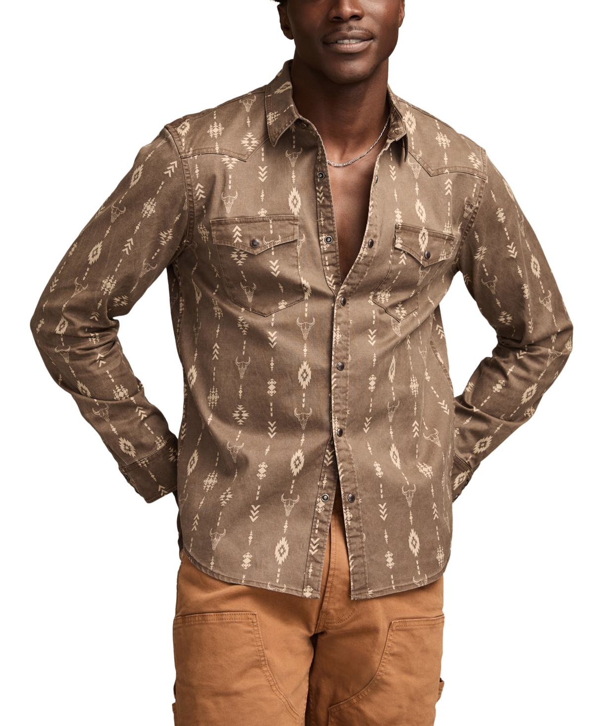 Click here for Lucky Brand Mens Long Sleeve Twill Wester Shirt -... prices