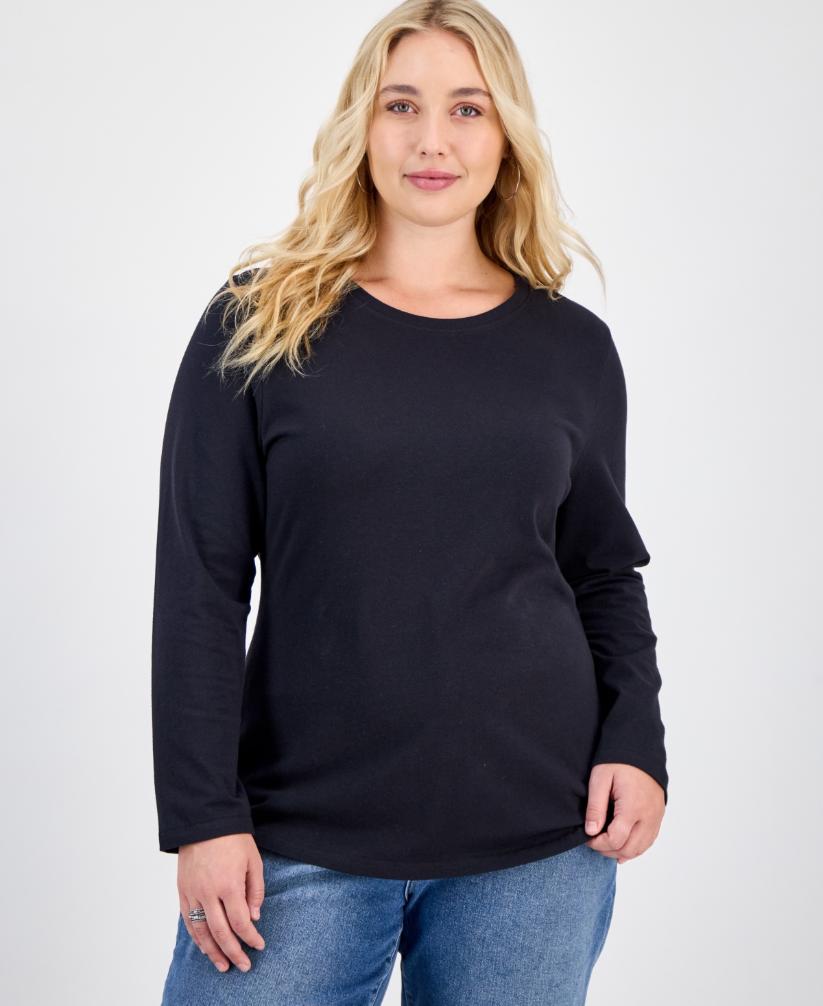 Click here for Aveto Plus Size Crewneck Top - Black Beauty prices