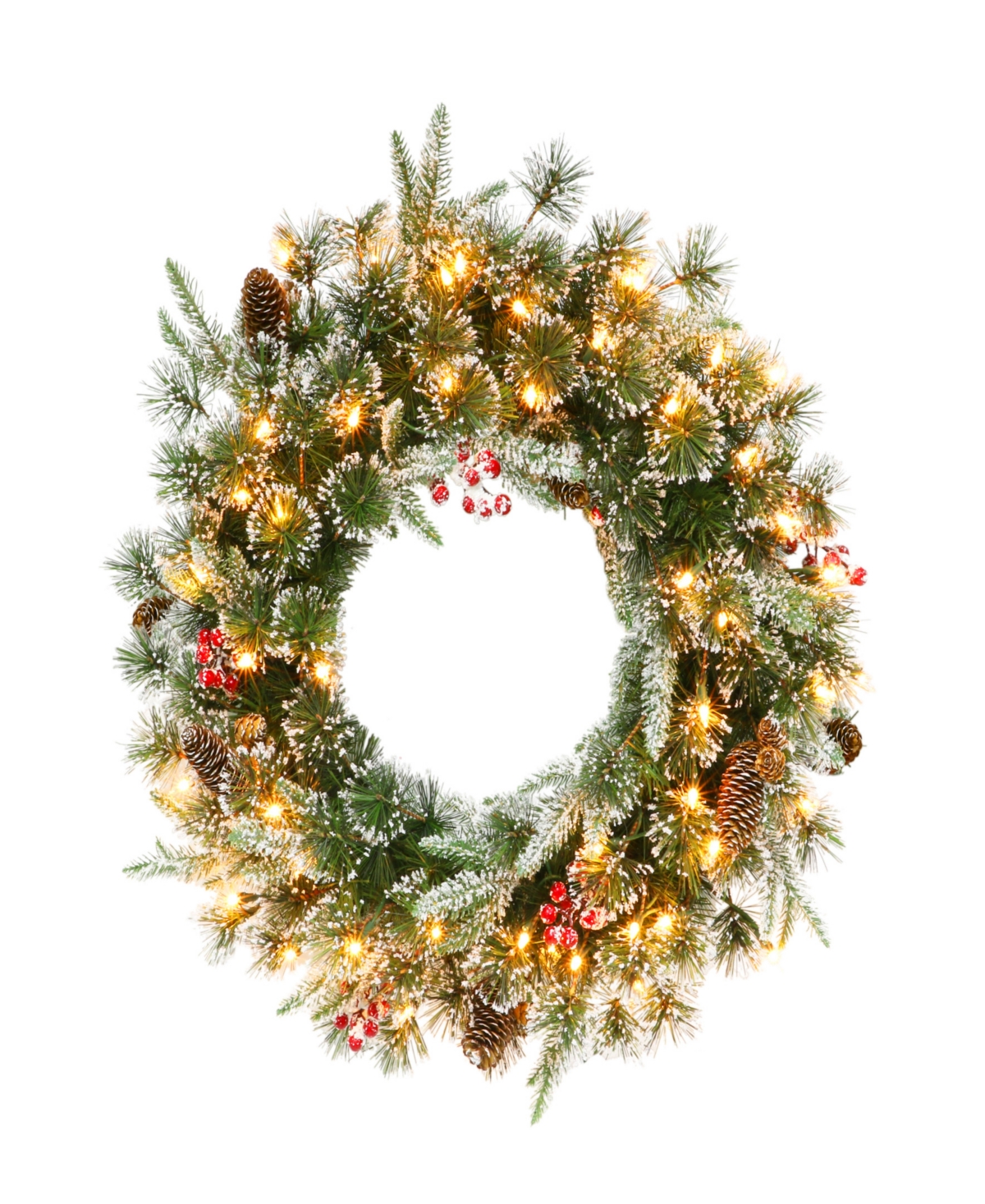 Click here for Puleo Pre-Lit Decorated Christmas Wreath - Green prices