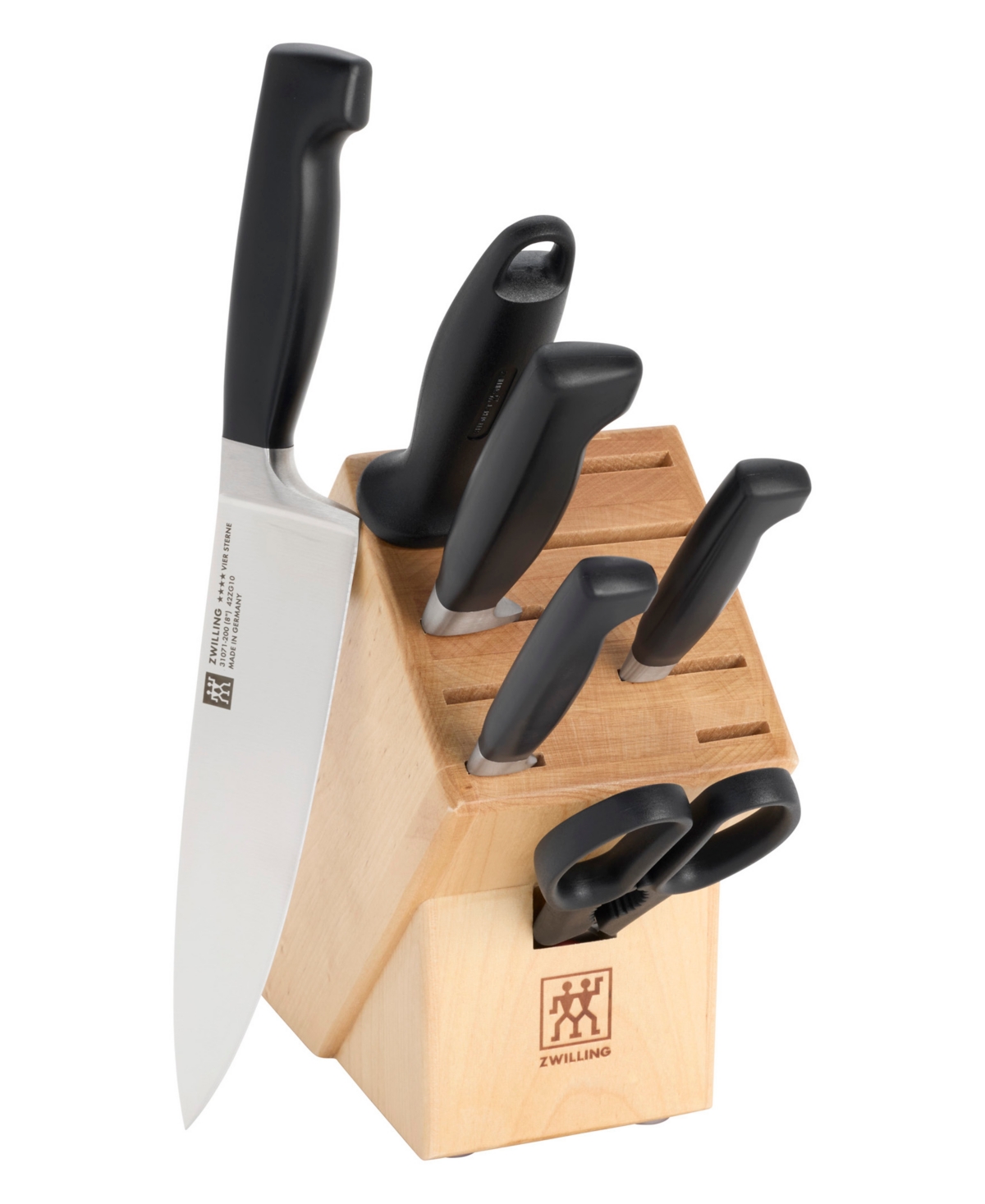 Zwilling Four Star 7-Pc. Knife Block Set - Black  silver  brown