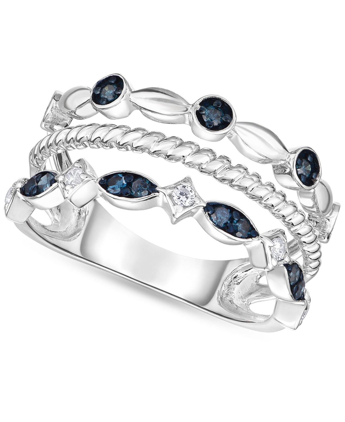 Click here for Macys Blue Diamond Ring (1/4 ct. t.w.) in Sterling... prices