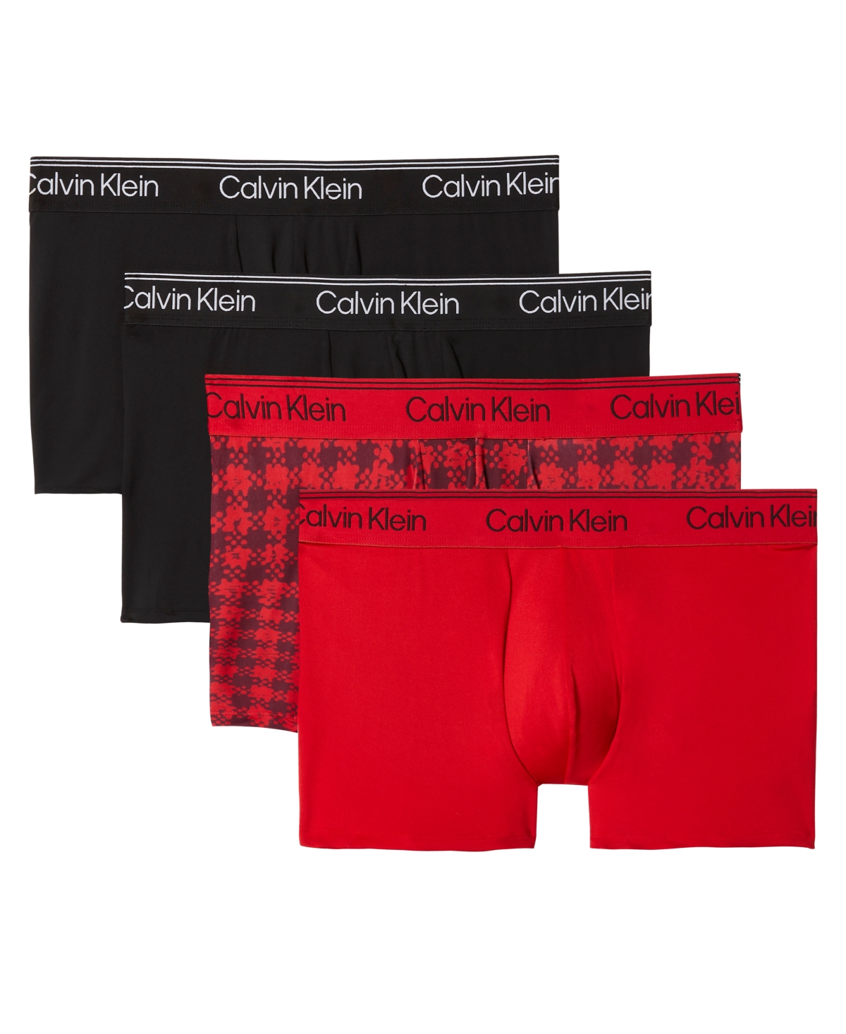 Calvin Klein Mens 4-Piece Micro Stretch Boxer Brief Set - Black/Blotched Plaid Adrenaline Rush/Adr