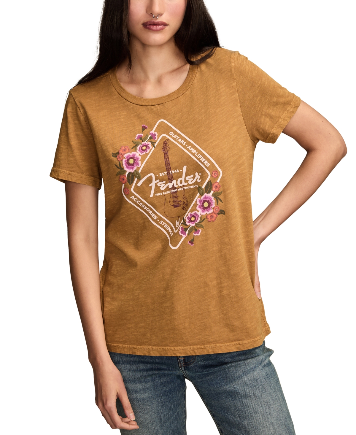 Click here for Lucky Brand Womens Fender Floral Crew Neck T-Shirt... prices