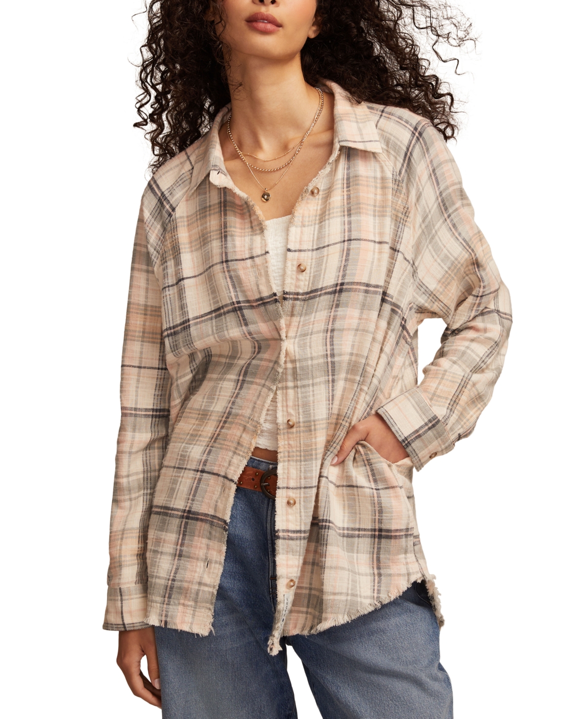 Click here for Lucky Brand Womens Tunic Plaid Button Down Shirt -... prices