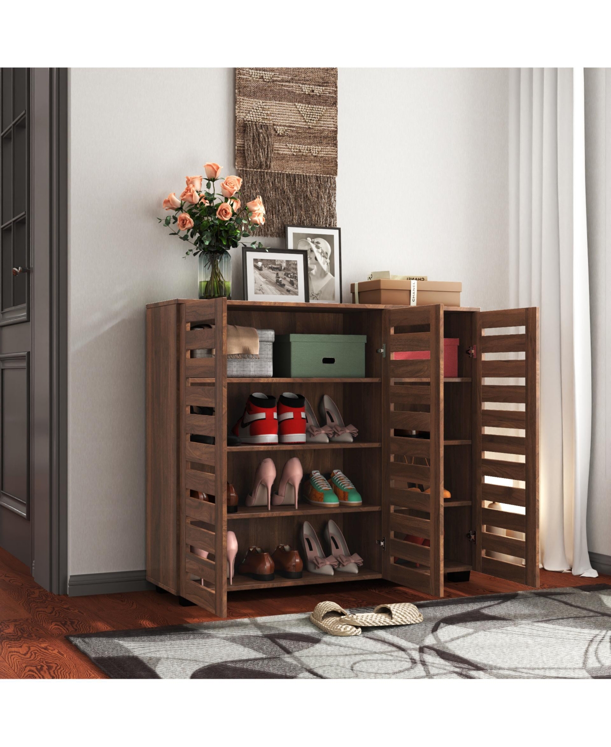 Click here for Lovmor Louvered Door Shoe Cabinet with Adjustable... prices