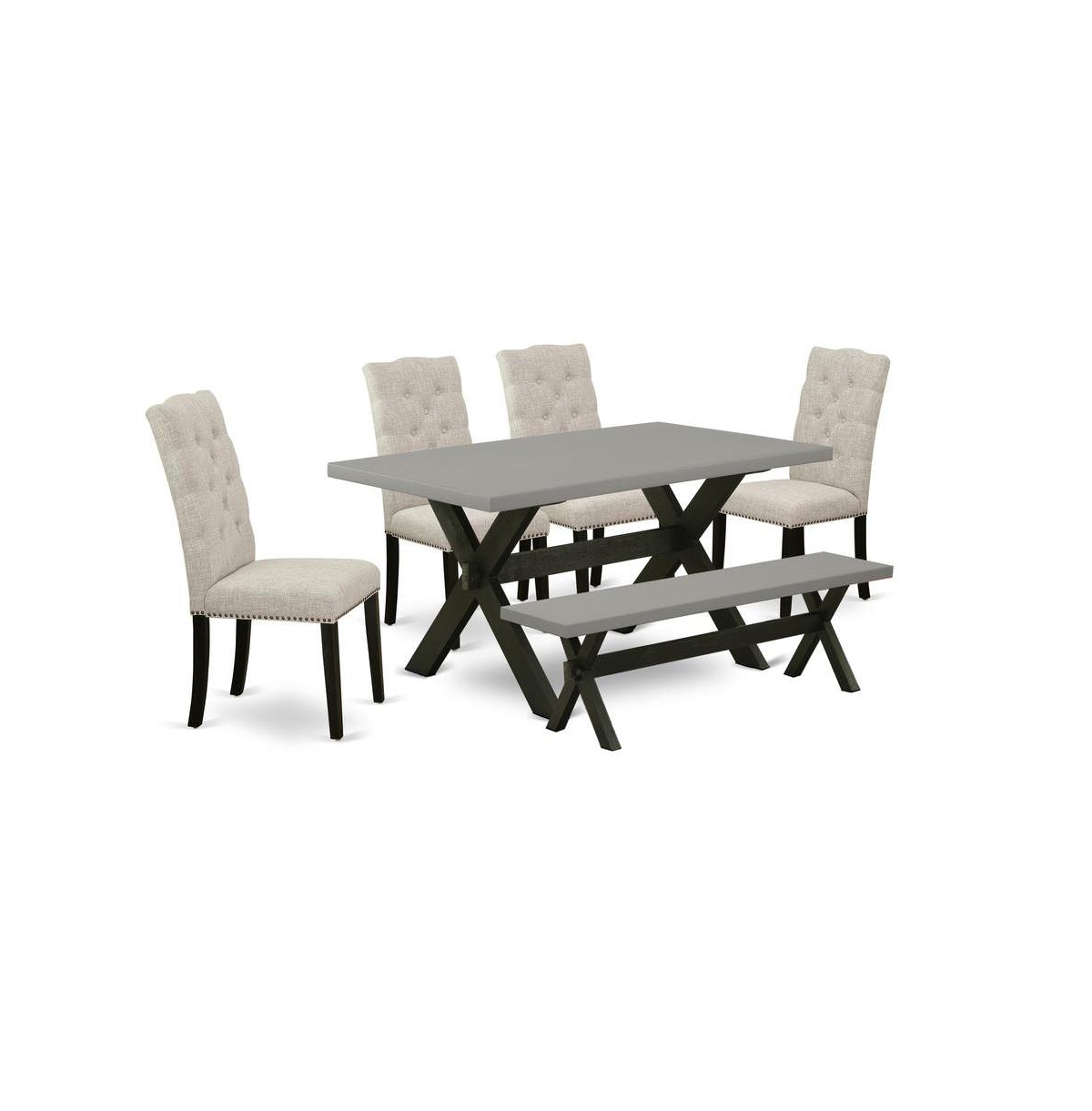 Click here for East West Furniture 6-Pc Wood Dining Table Set-Doe... prices