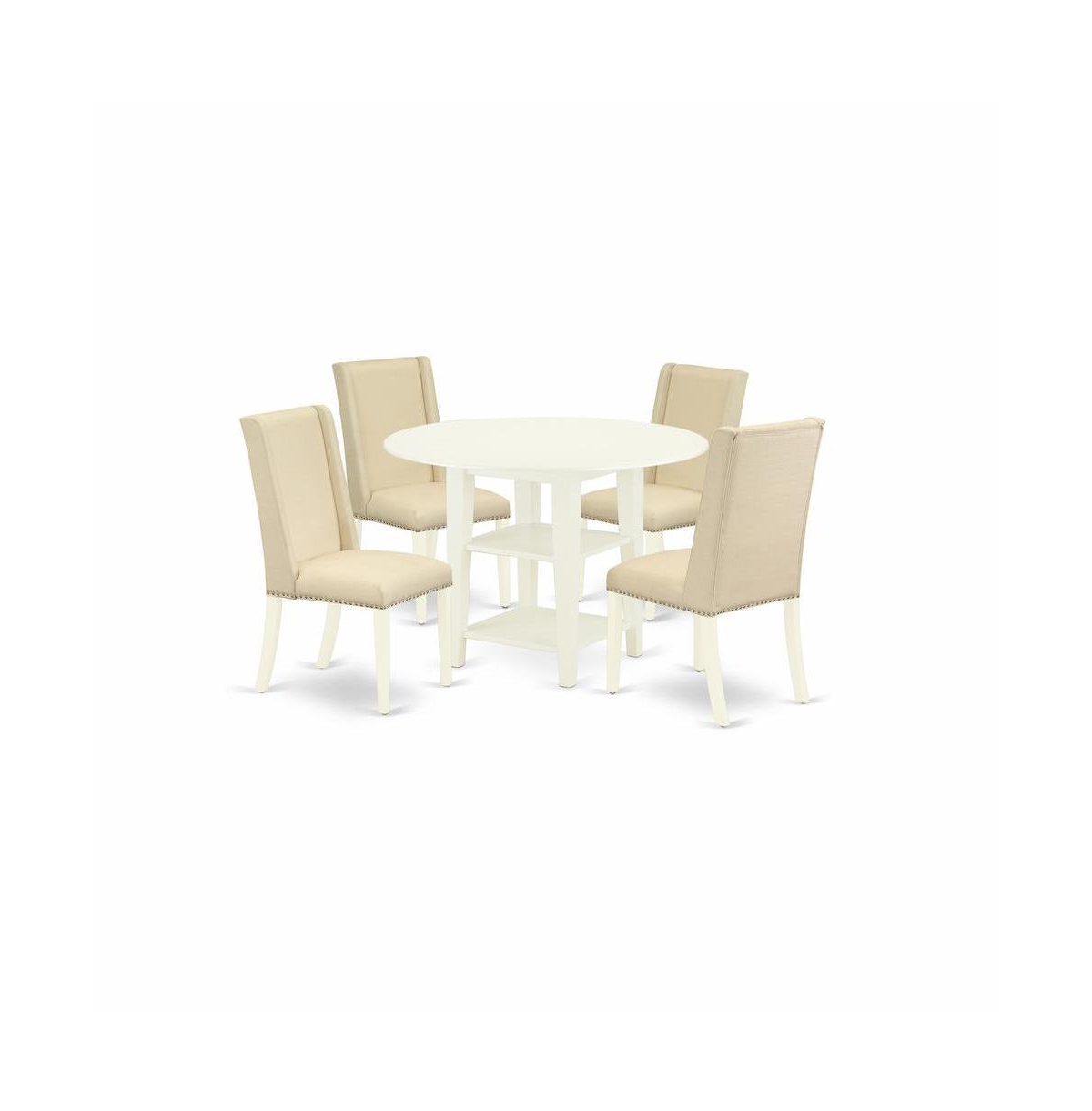Click here for East West Furniture Dining Room Set Linen White -... prices