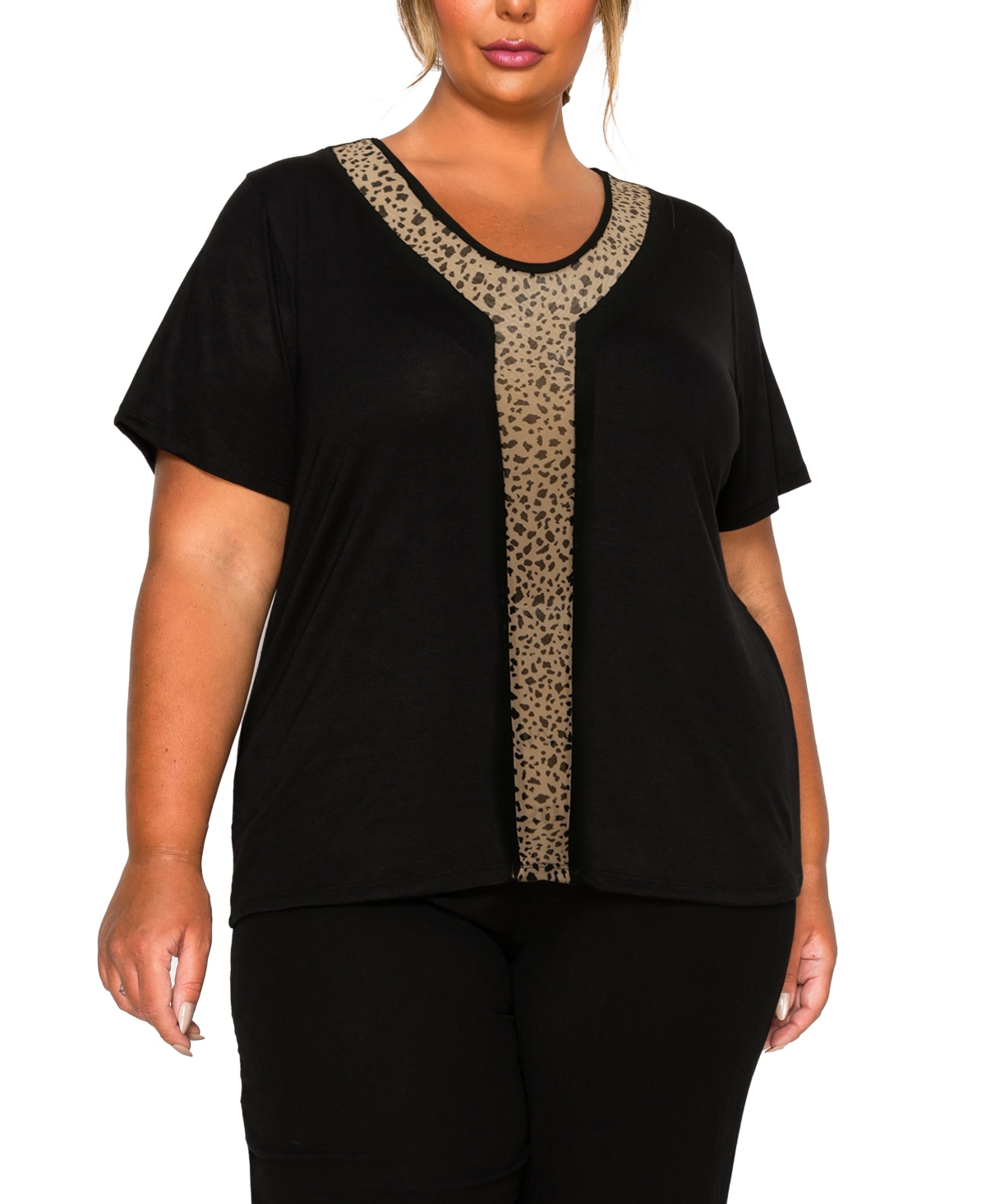 Click here for Coin 1804 Plus Size Pebble Mesh Inset Short Sleeve... prices