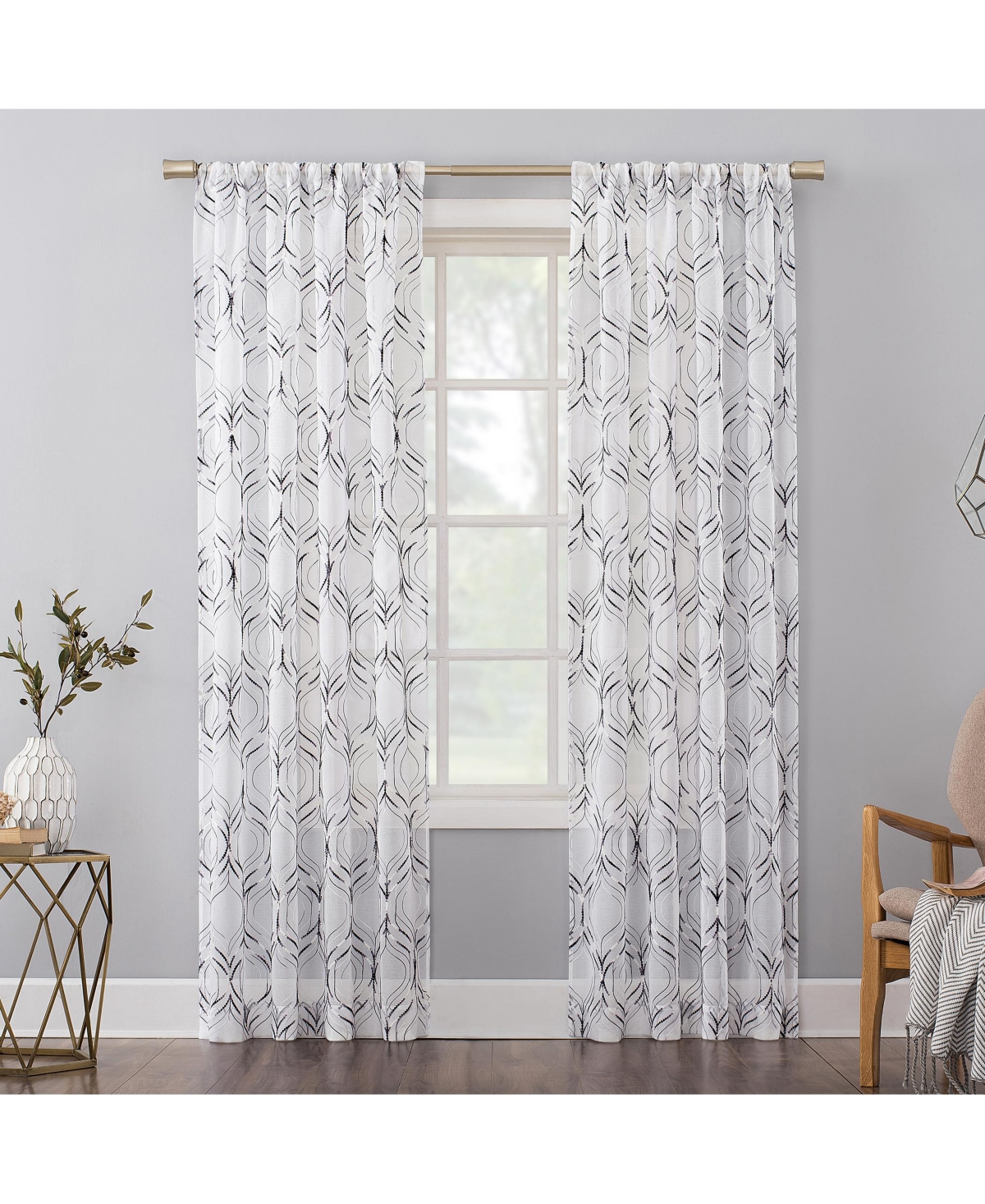 Click here for Raina Space Dyed Trellis Embroidery Sheer Rod Pock... prices