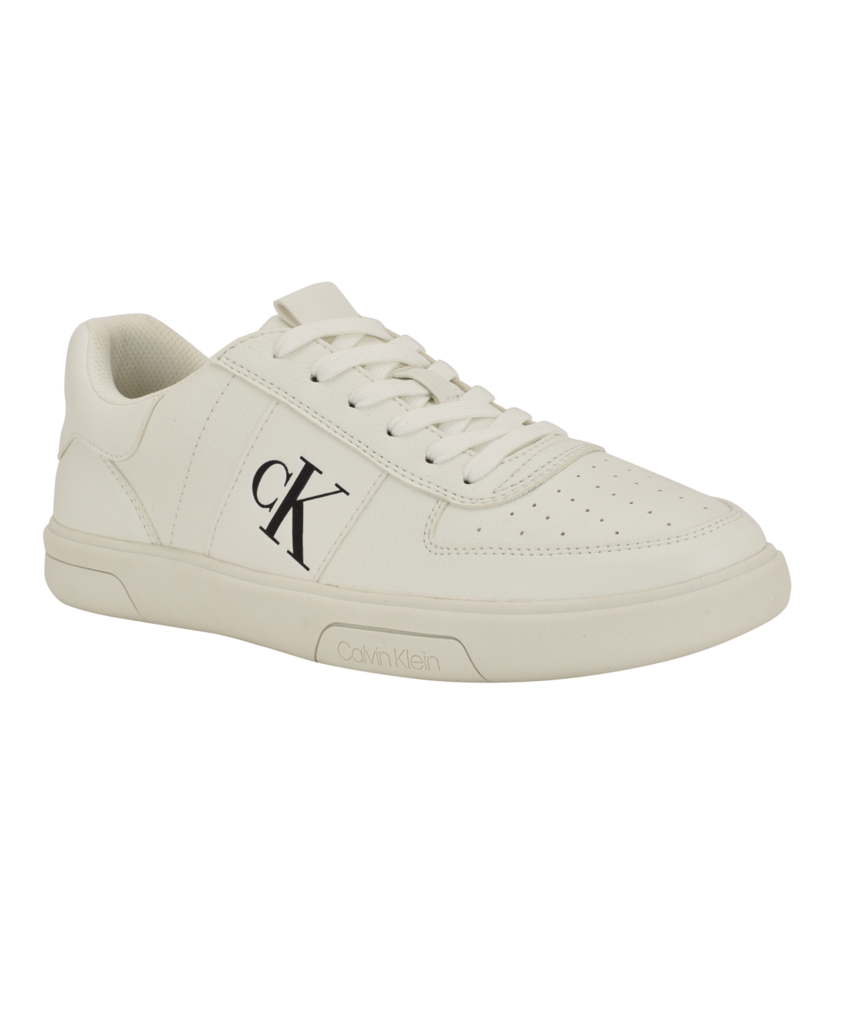 Calvin Klein Mens Gliano Round Toe Casual Sneakers - White
