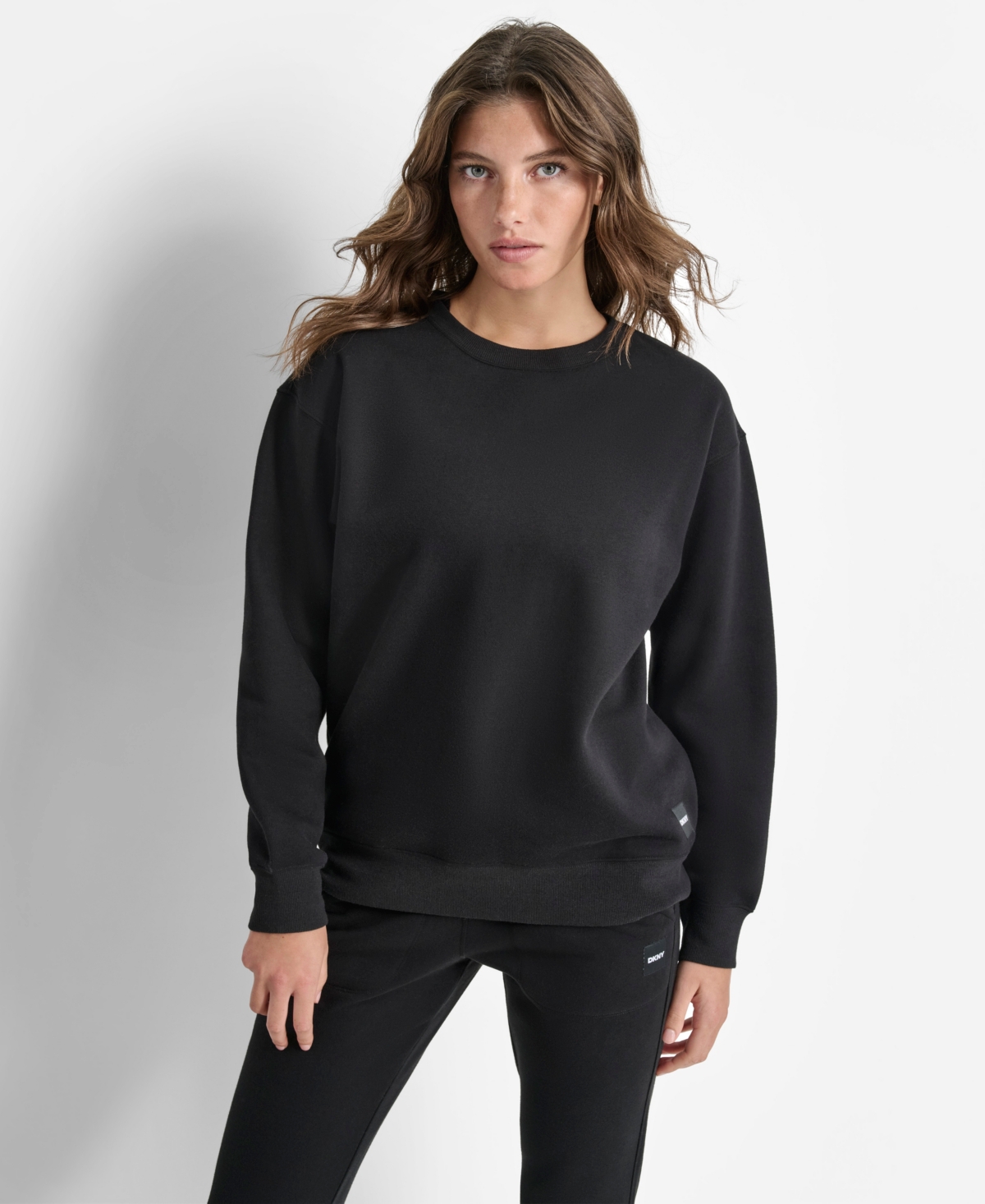 Click here for Dkny Womens Tonal Logo Patch Crewneck Sweatshirt -... prices