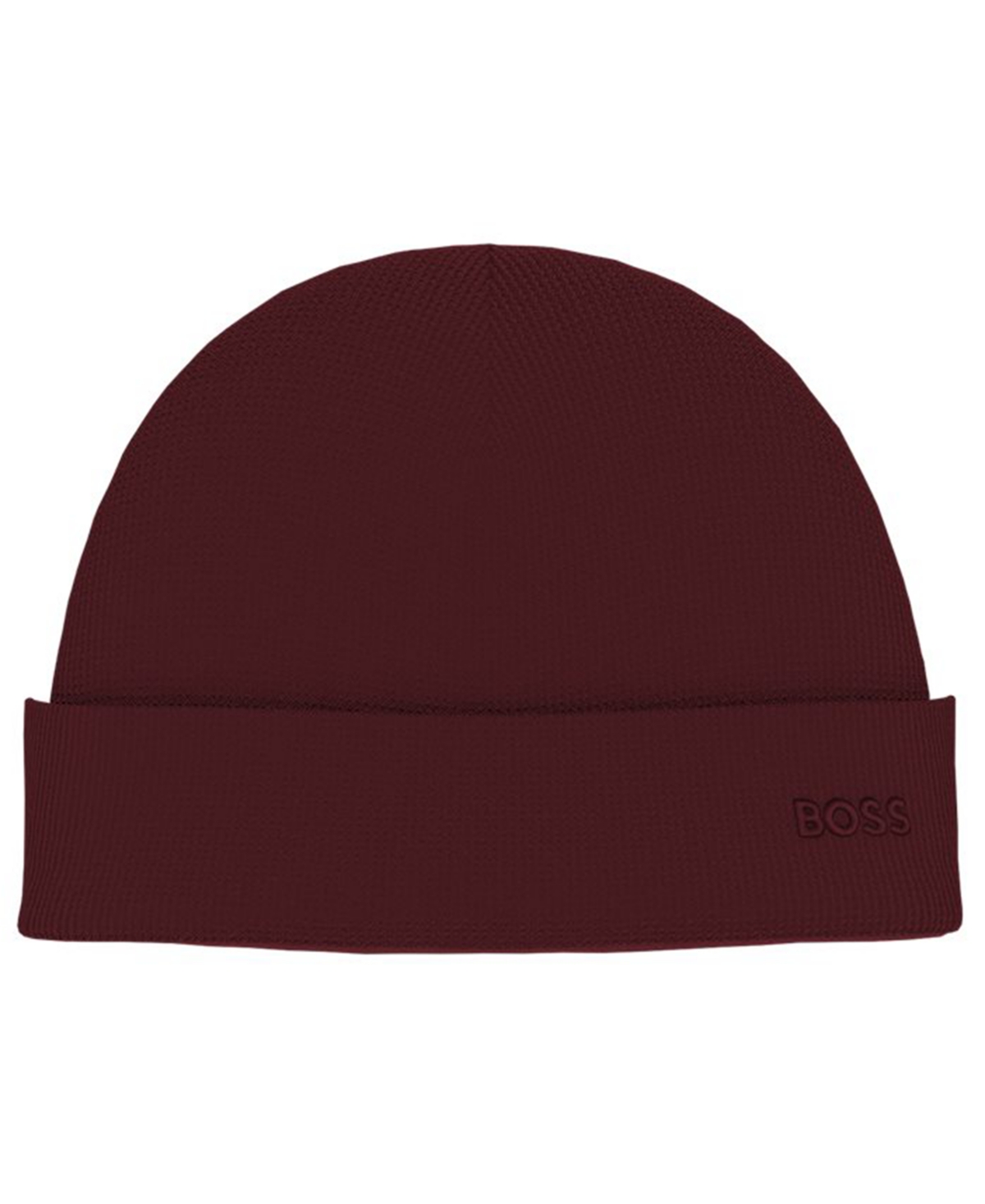 Click here for Hugo Boss Mens Waffle Logo Detail Beanie - Maroon prices
