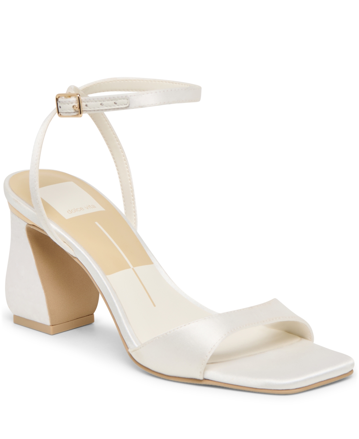 Dolce Vita Womens Tilda Pearl Inlay Ankle Strap Dress Sandals - True White Satin