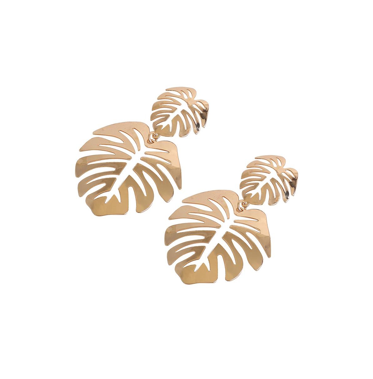 Click here for Sohi Womens Black Palm Leaf Drop Earrings - Gold prices
