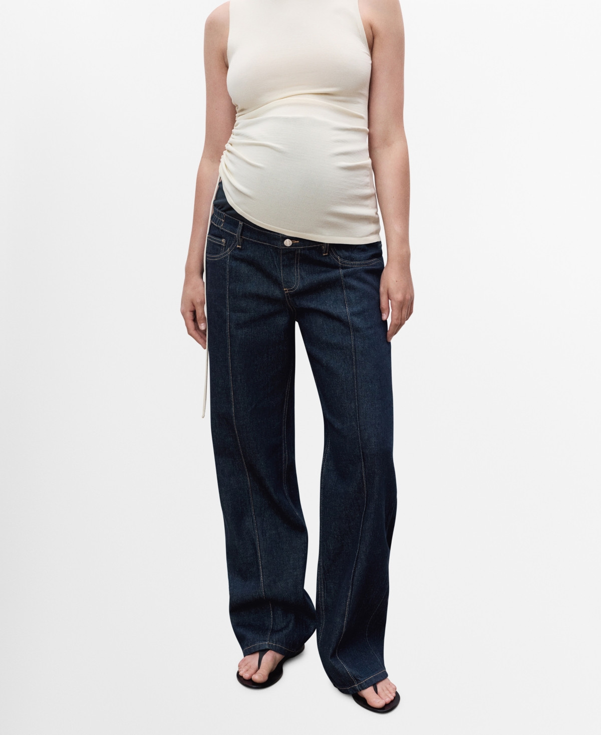 Click here for Mango Womens Stitching Detail Straight-Leg Materni... prices