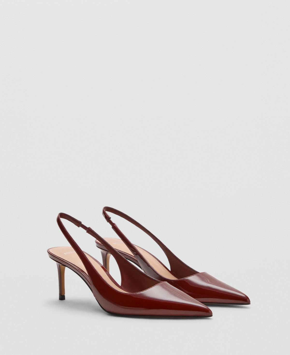 Click here for Mango Womens Patent Heeled Shoes - Burgundy prices