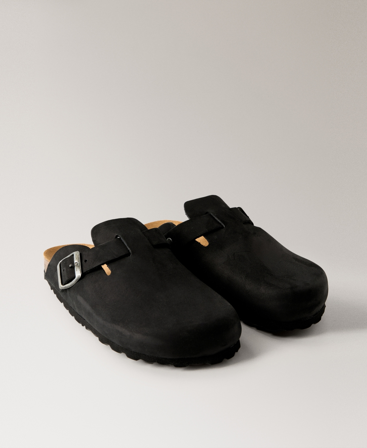 Click here for Mango Womens Leather Clog Shoes - Charcoal prices