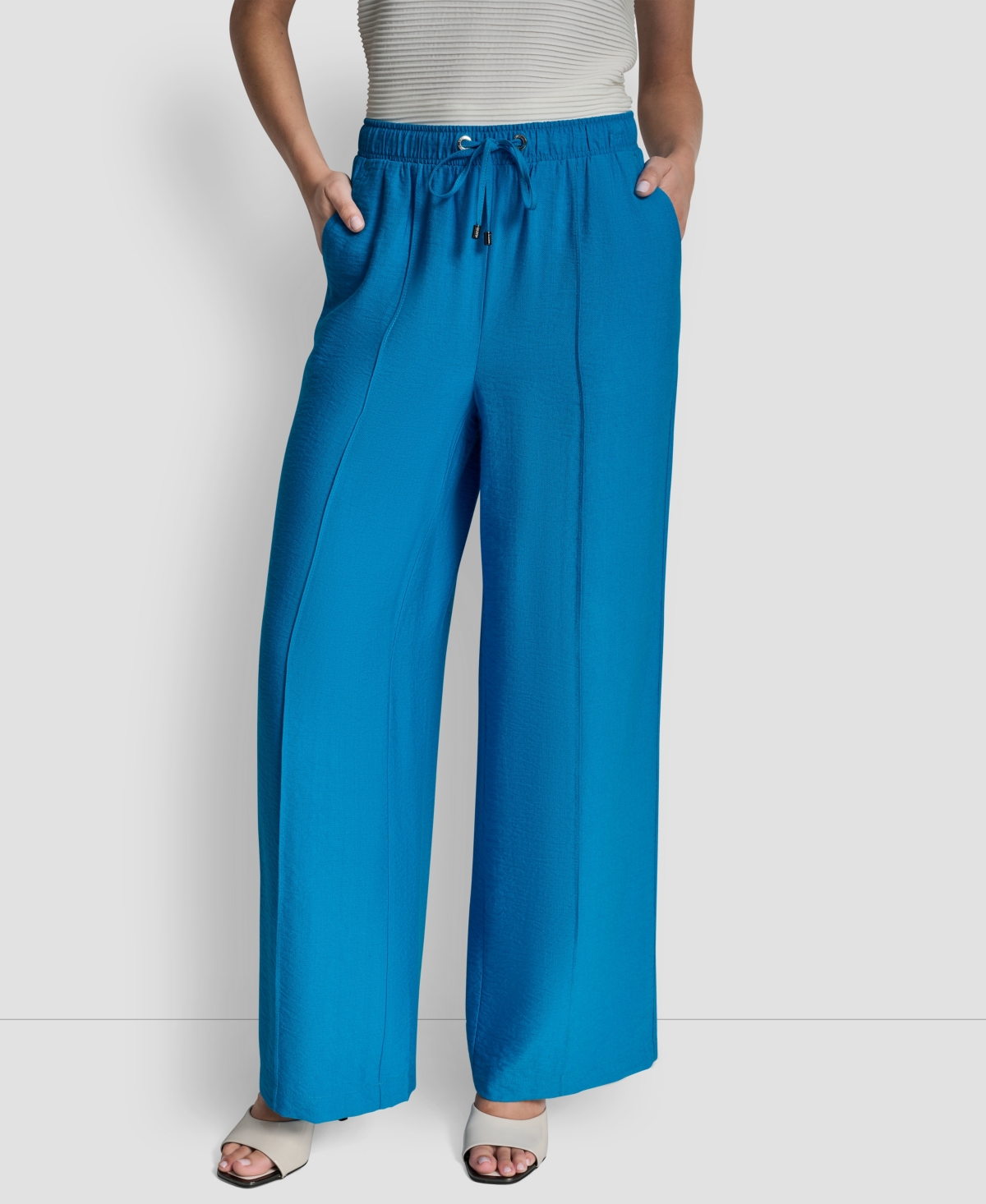 Click here for Dkny Womens Seam Crinkle Pull-On Pants - Ocean Blu... prices