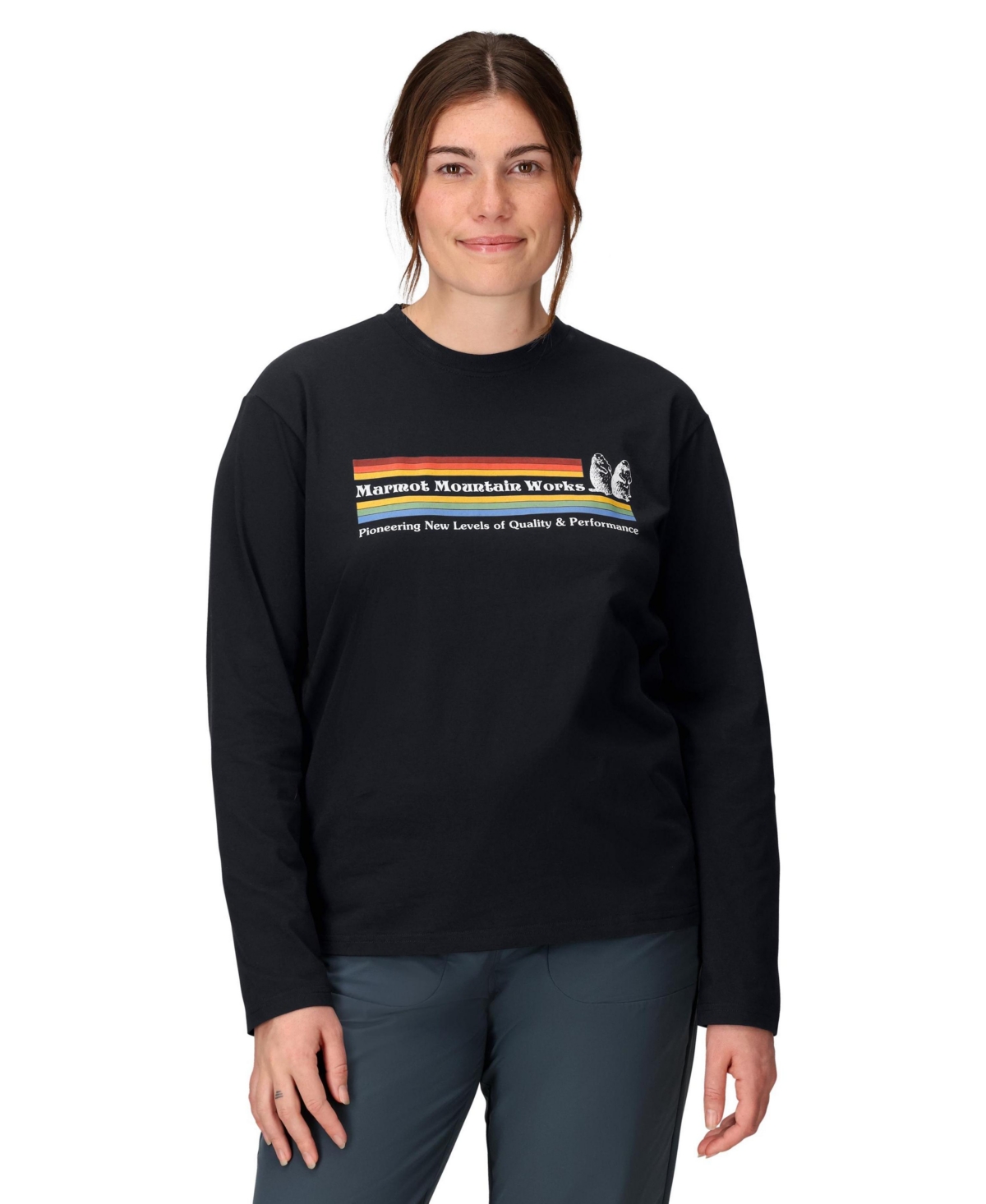 Click here for Marmot Womens Long Sleeve Crew Neck T-Shirt - Blac... prices