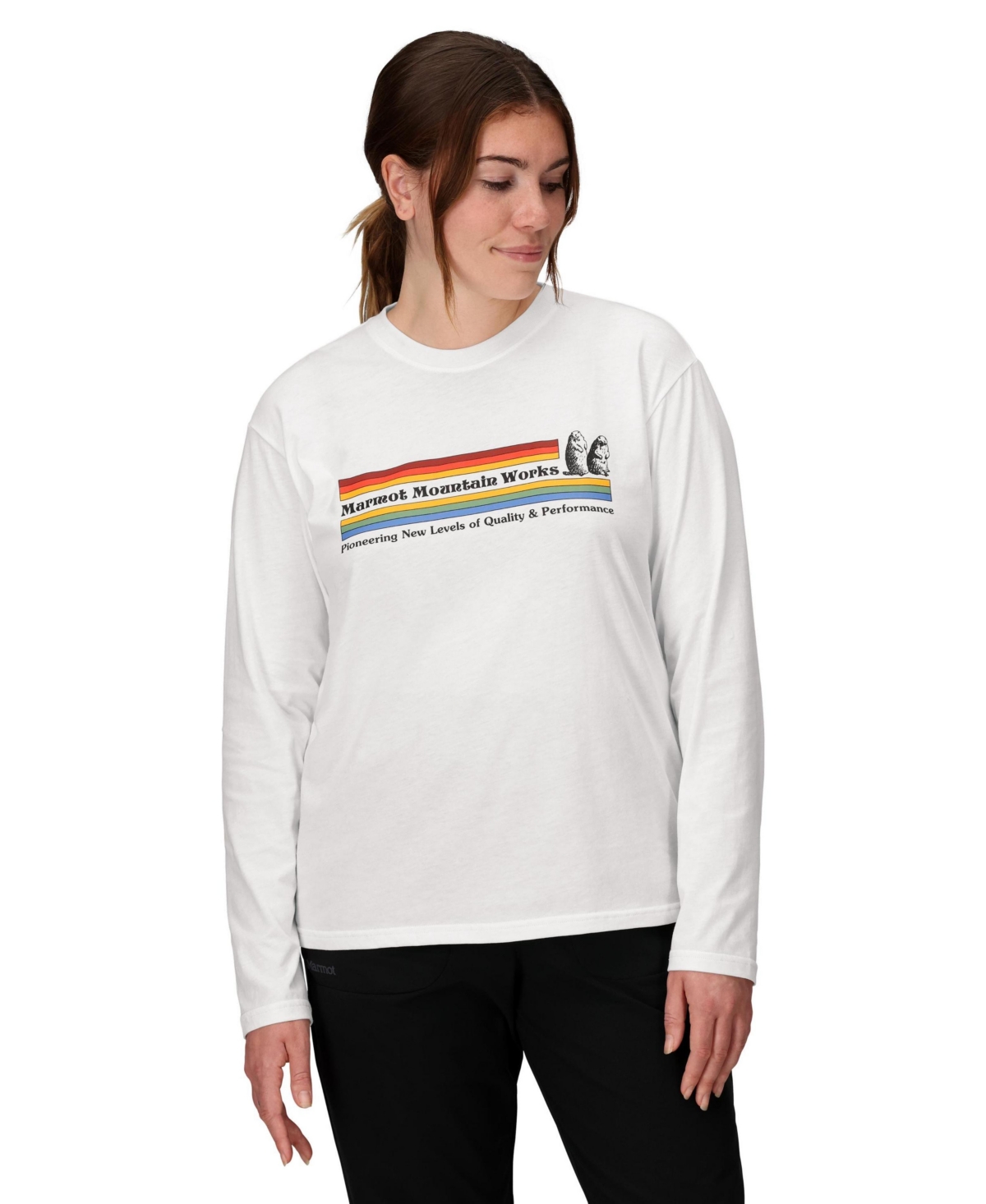 Click here for Marmot Womens Long Sleeve Crew Neck T-Shirt - Whit... prices
