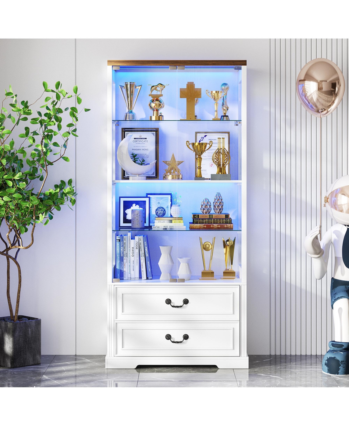 Click here for Vlsrka 66" Glass Door Display Cabinet with Mo... prices