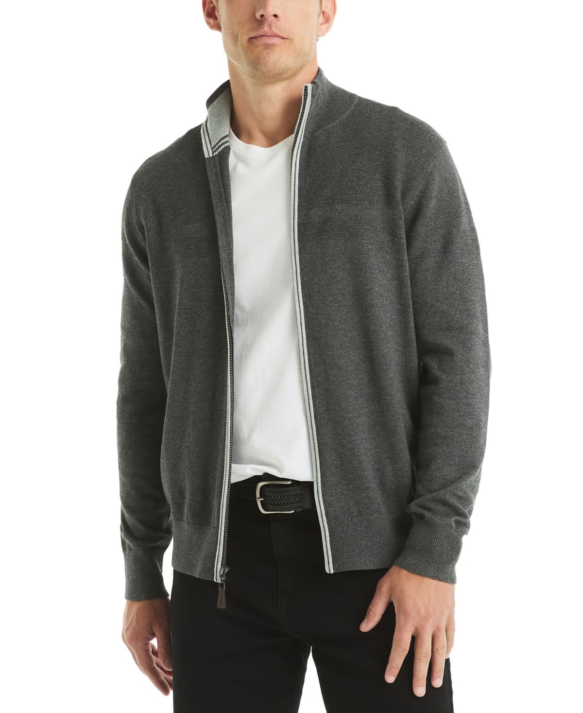 Click here for Nautica Mens Performance Mock Neck Sweater - Charc... prices