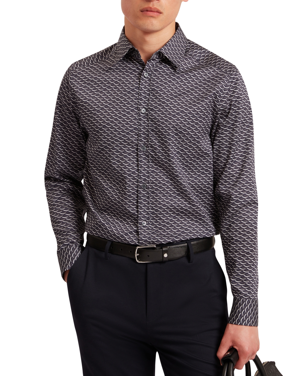 Click here for Ted Baker Mens Agnar Regular Fit Wave Geometric Pr... prices