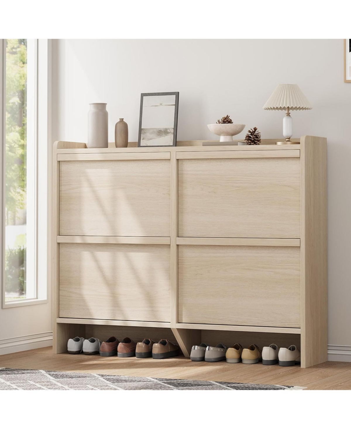 Click here for Shoe Cabinet with 4 Flip Drawers  Wooden Shoe Orga... prices