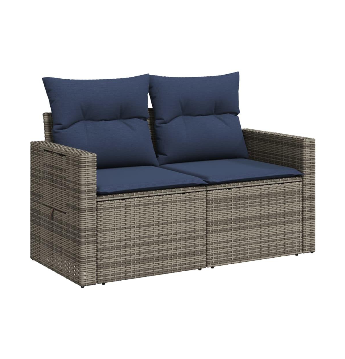 Click here for Patio Sofa with Cushions 2-Seater Gray Poly Rattan prices
