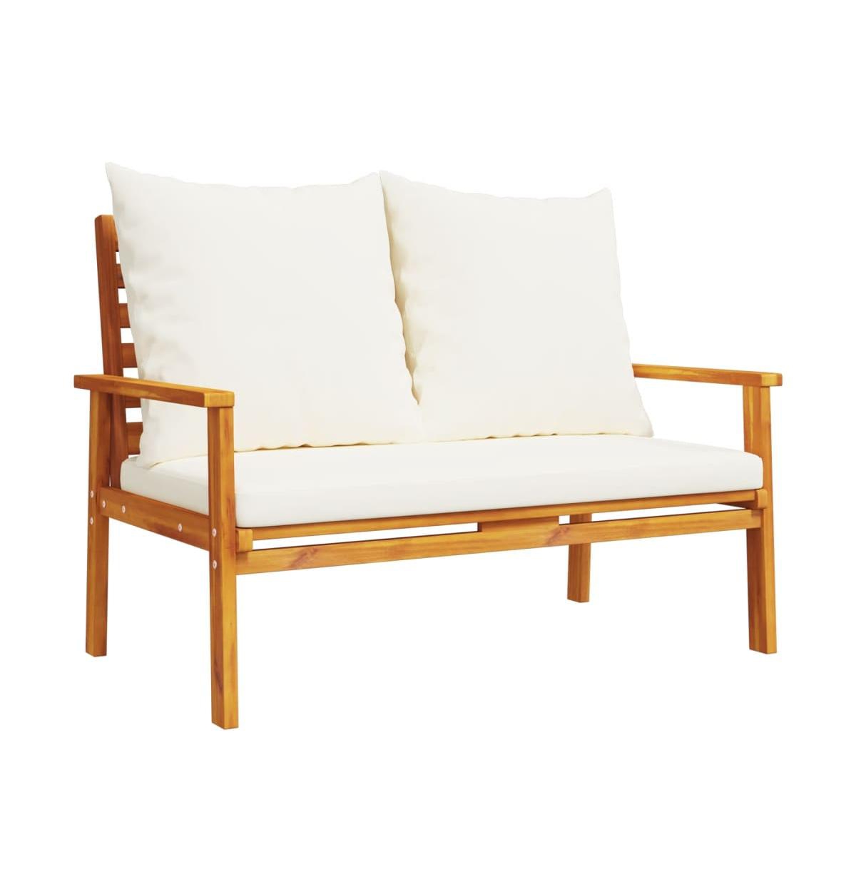 Click here for Garden Sofa Bench Cream White  Natural Wood - Brow... prices