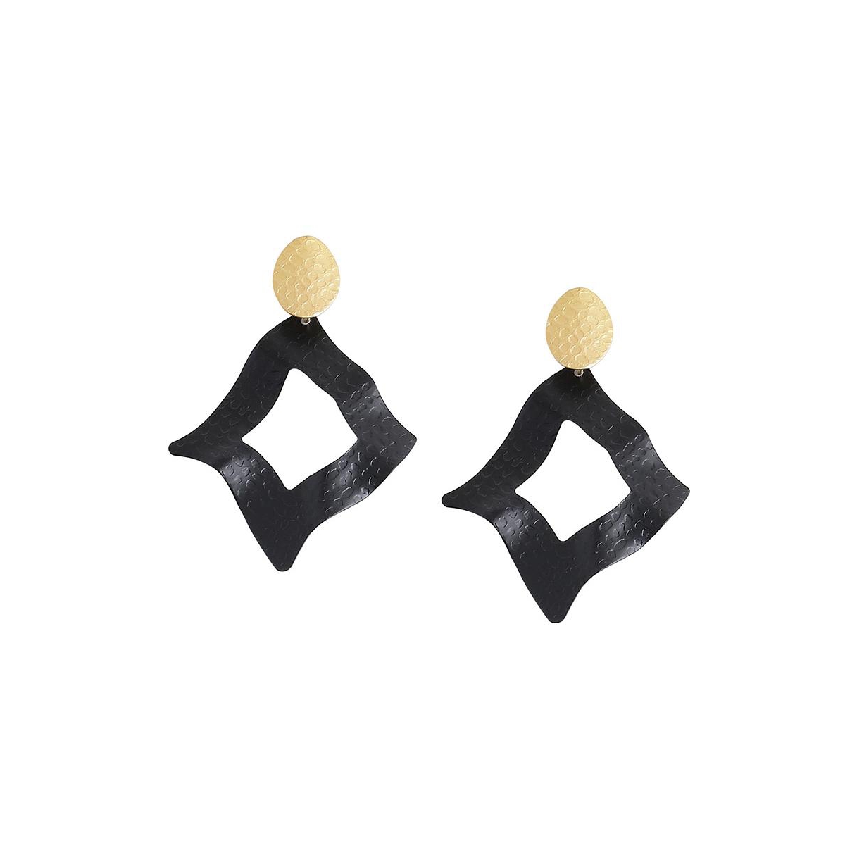 Click here for Sohi Womens Block Drop Earrings - Black prices