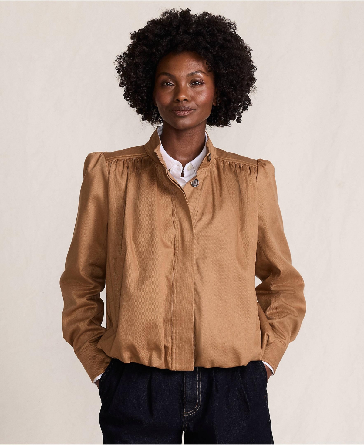 Click here for Lands End Womens Drapey Twill Bubble Hem Jacket -... prices